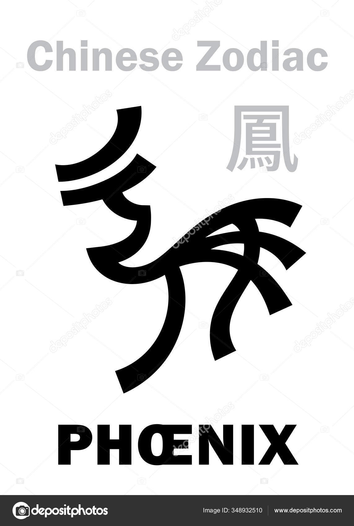 Astrology Alphabet Phoenix Sign Chinese Zodiac Fire Red Bird Purple ...