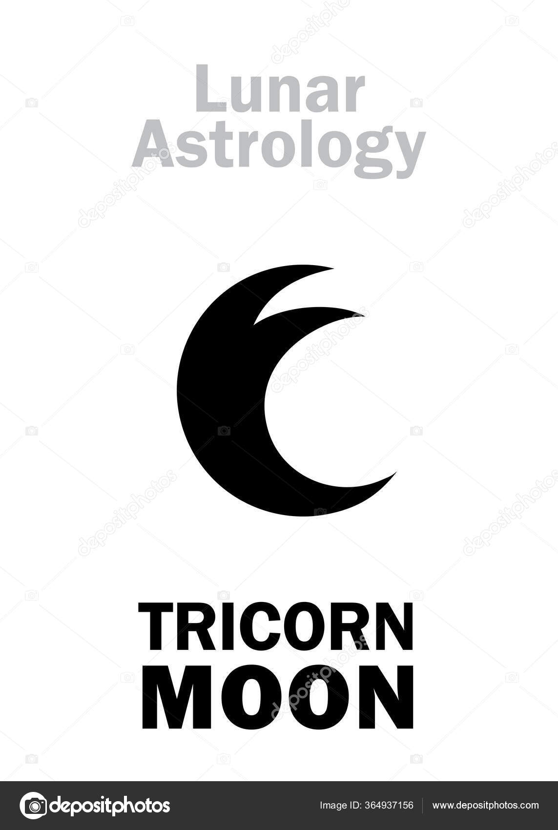 Astrology Alphabet Three Horned Moon Luna Tricornis Mystical Symbol ...