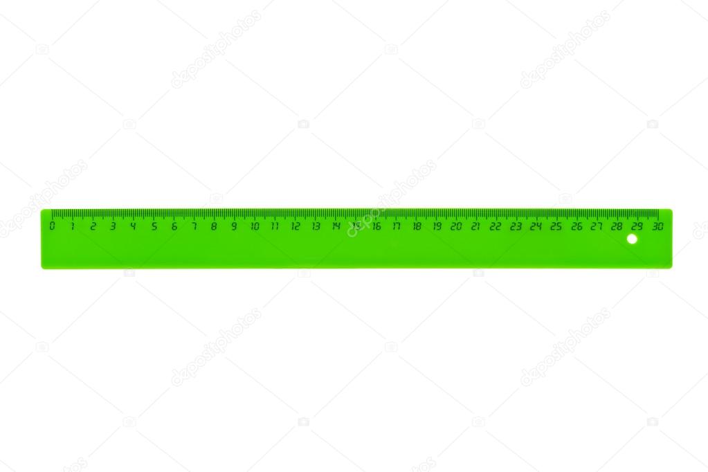 Green ruler isolated on white background — Stock Photo © Violin #126346214
