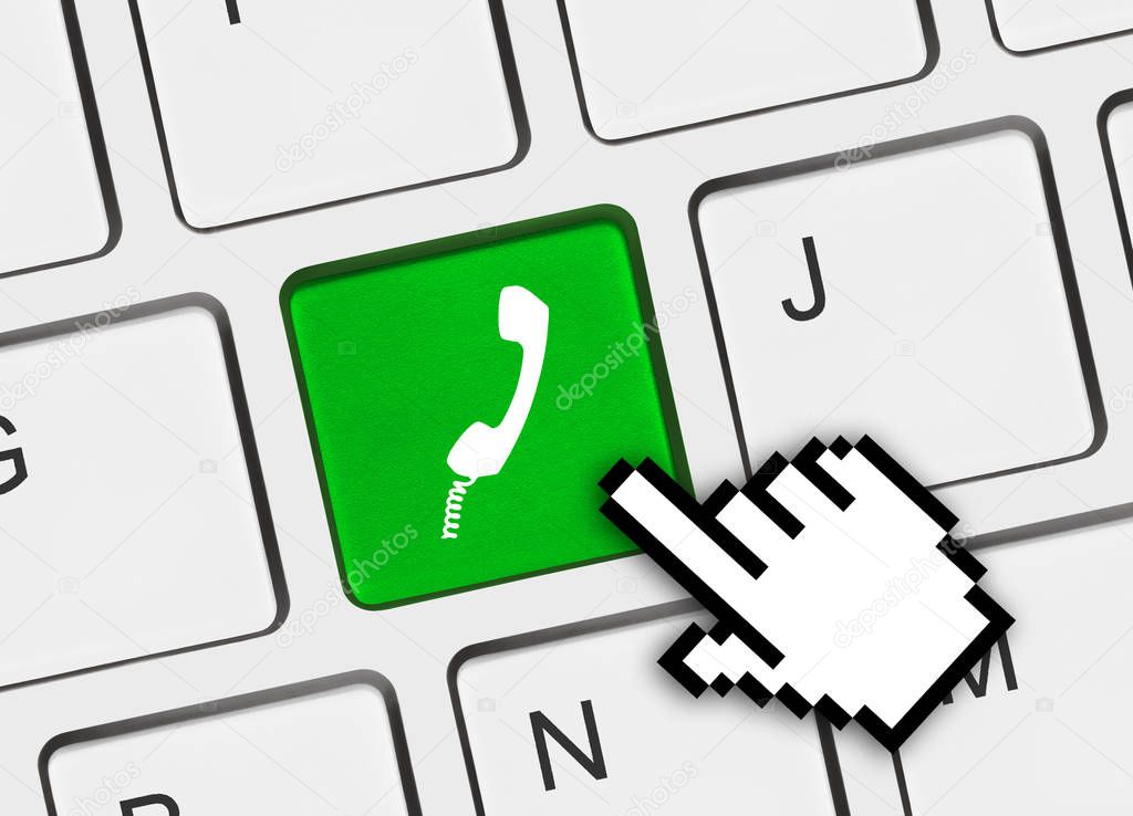 Computer keyboard with phone key — Stock Photo © Violin #129130860