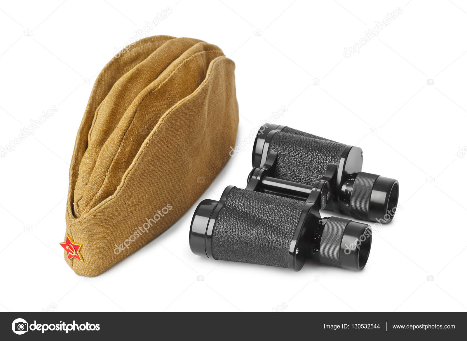 Soviet Army soldiers forage-cap and binoculars Stock Photo by ©Violin ...