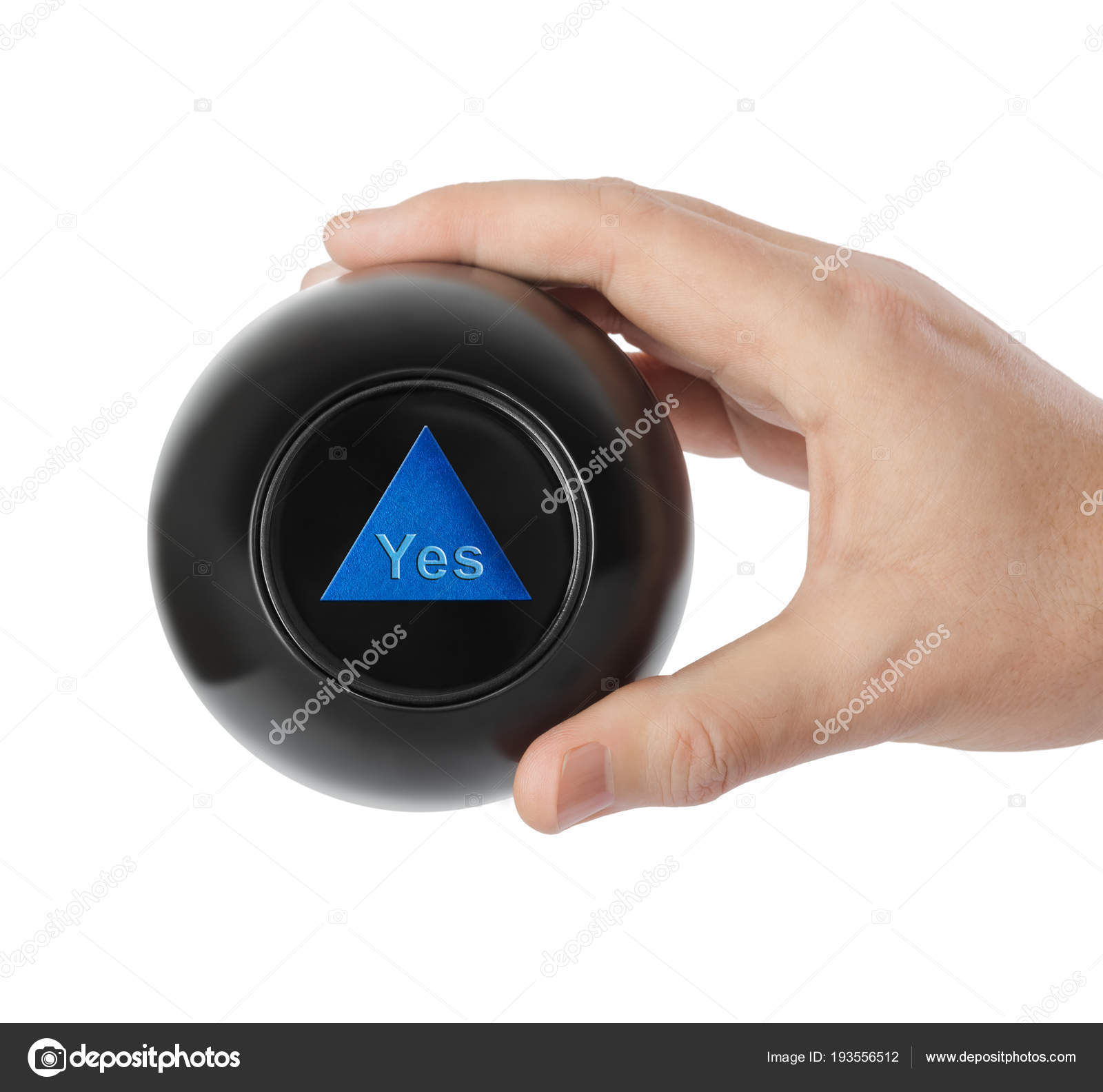 Magic ball with prediction Yes in hand — Stock Photo © Violin #193556512