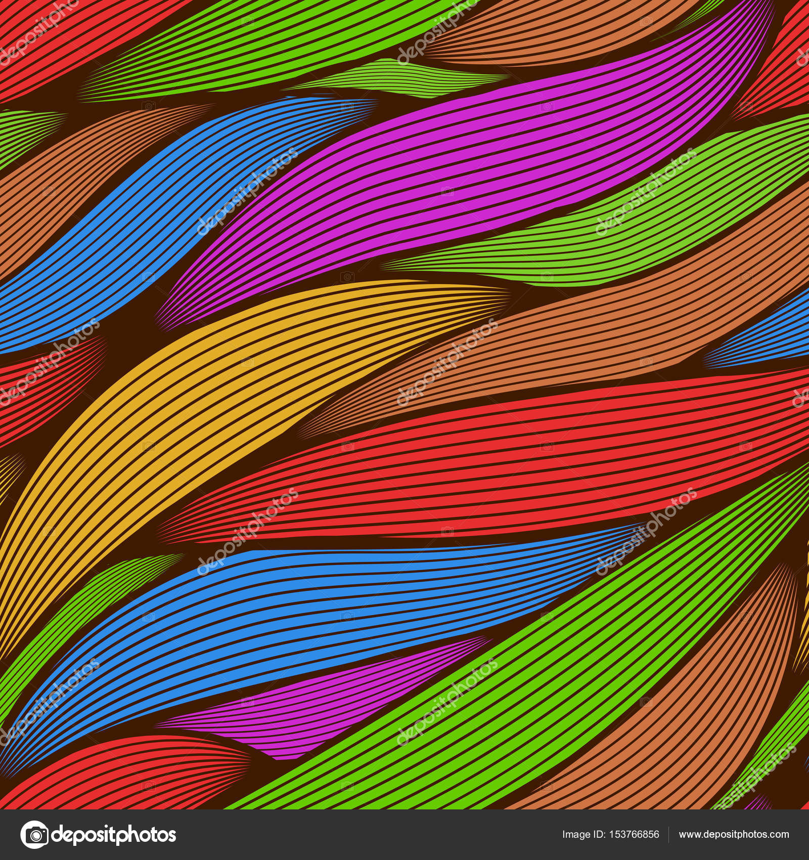 Seamless abstract colorful line art leaves vector background. Stock ...