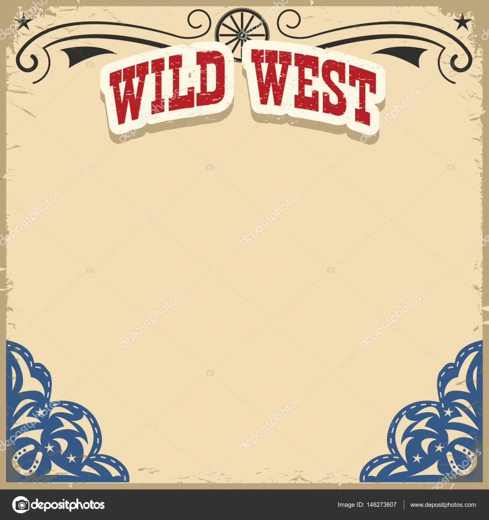 Wild West background on old paper texture. Stock Vector Image by ...