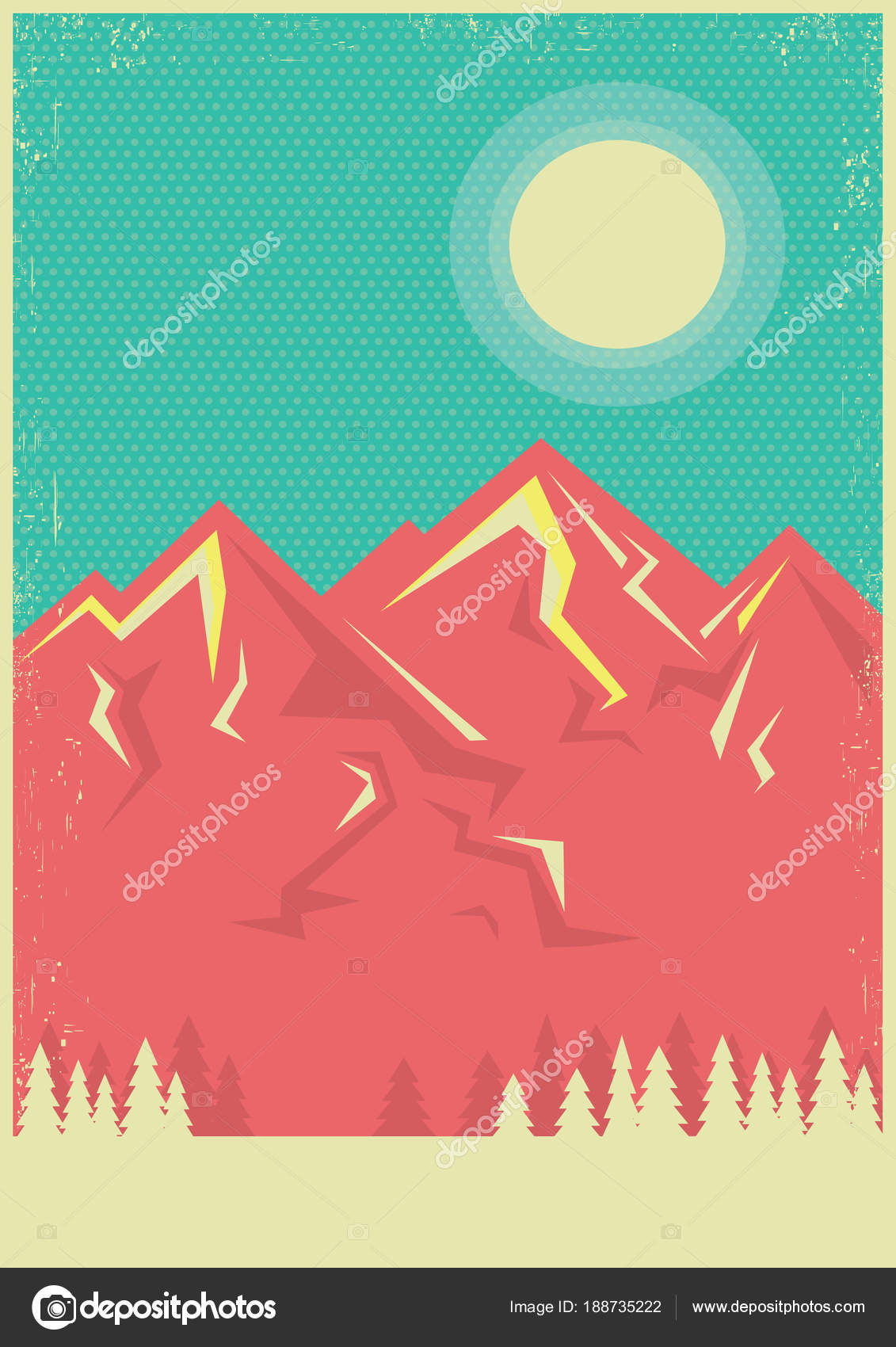 Mountains landscape poster background for text.Vector landscape Stock ...