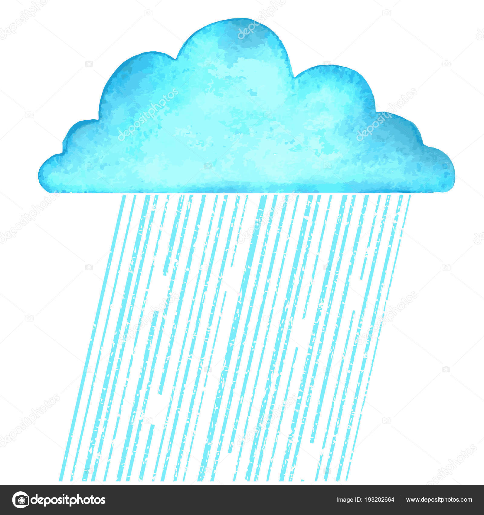 Raining.Vector image with blue rain cloud in wet day on white Stock ...