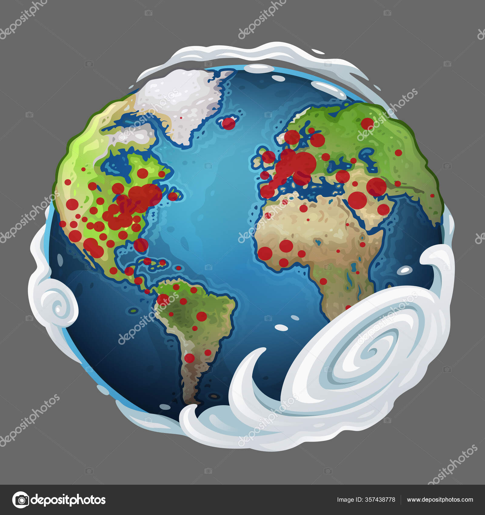 Planeta Tierra Está Infectado Por Virus Ilustración Vectorial Vector de ...