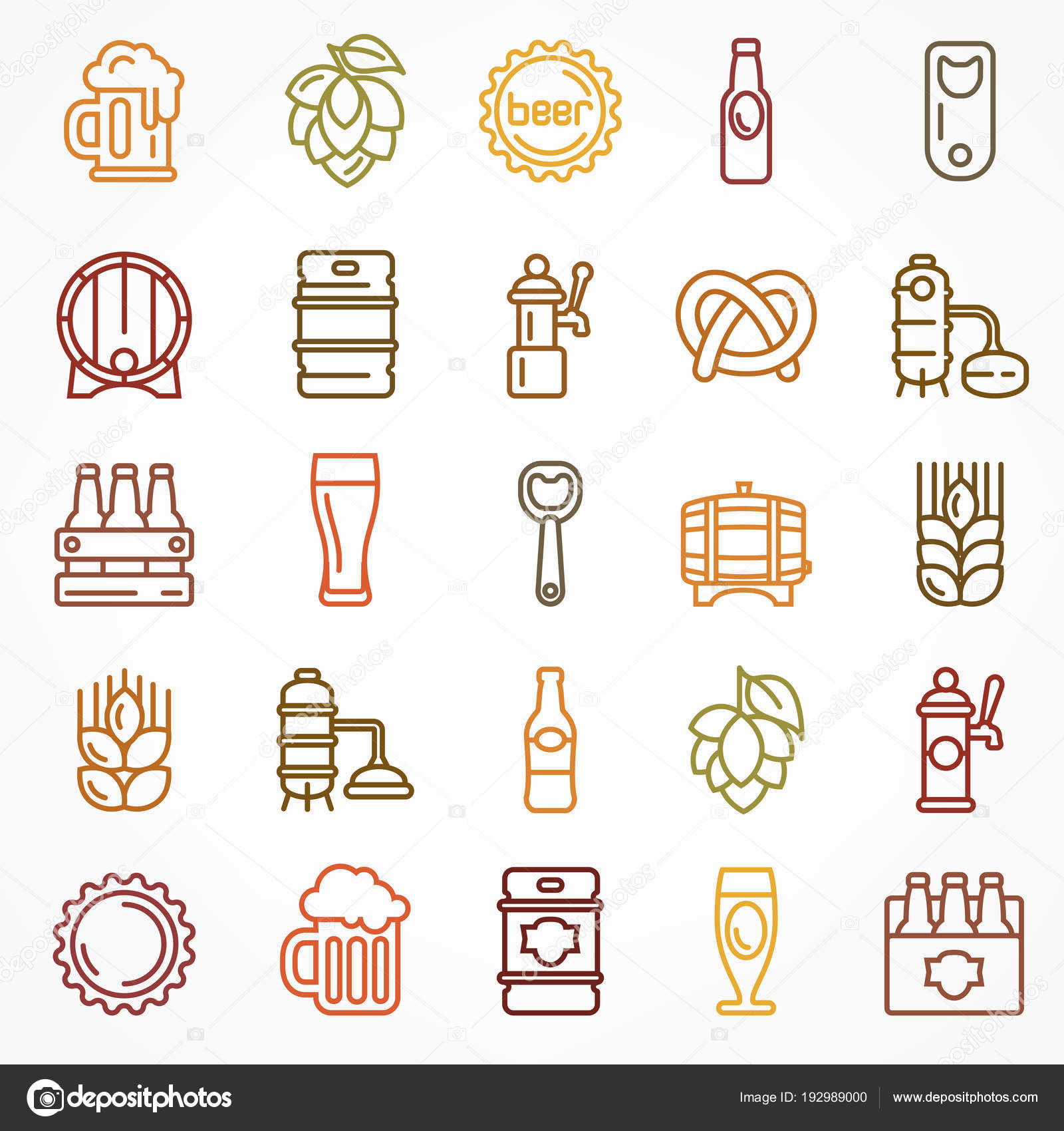Set of linear color beer icons Stock Vector Image by ©creatOR76 #192989000