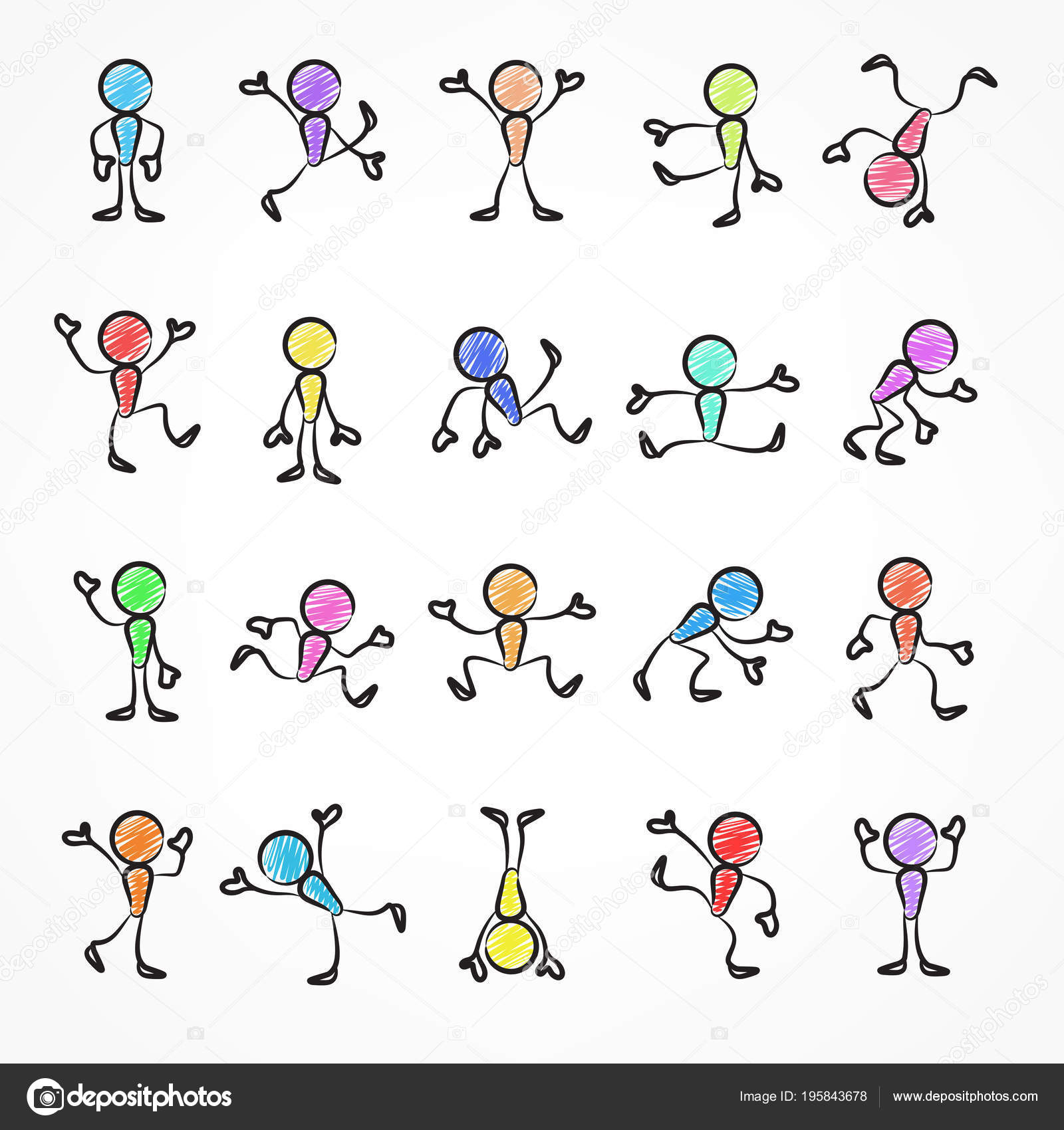 Collection of color stick moving figures Stock Vector by ©creatOR76 ...