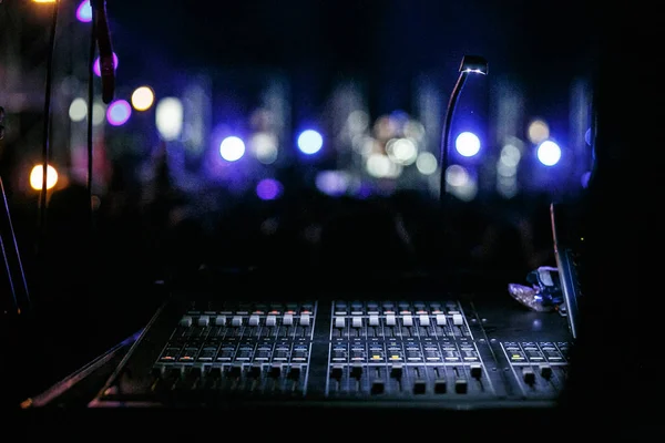 Professional stage lighting controller panel on music festival – Stock ...