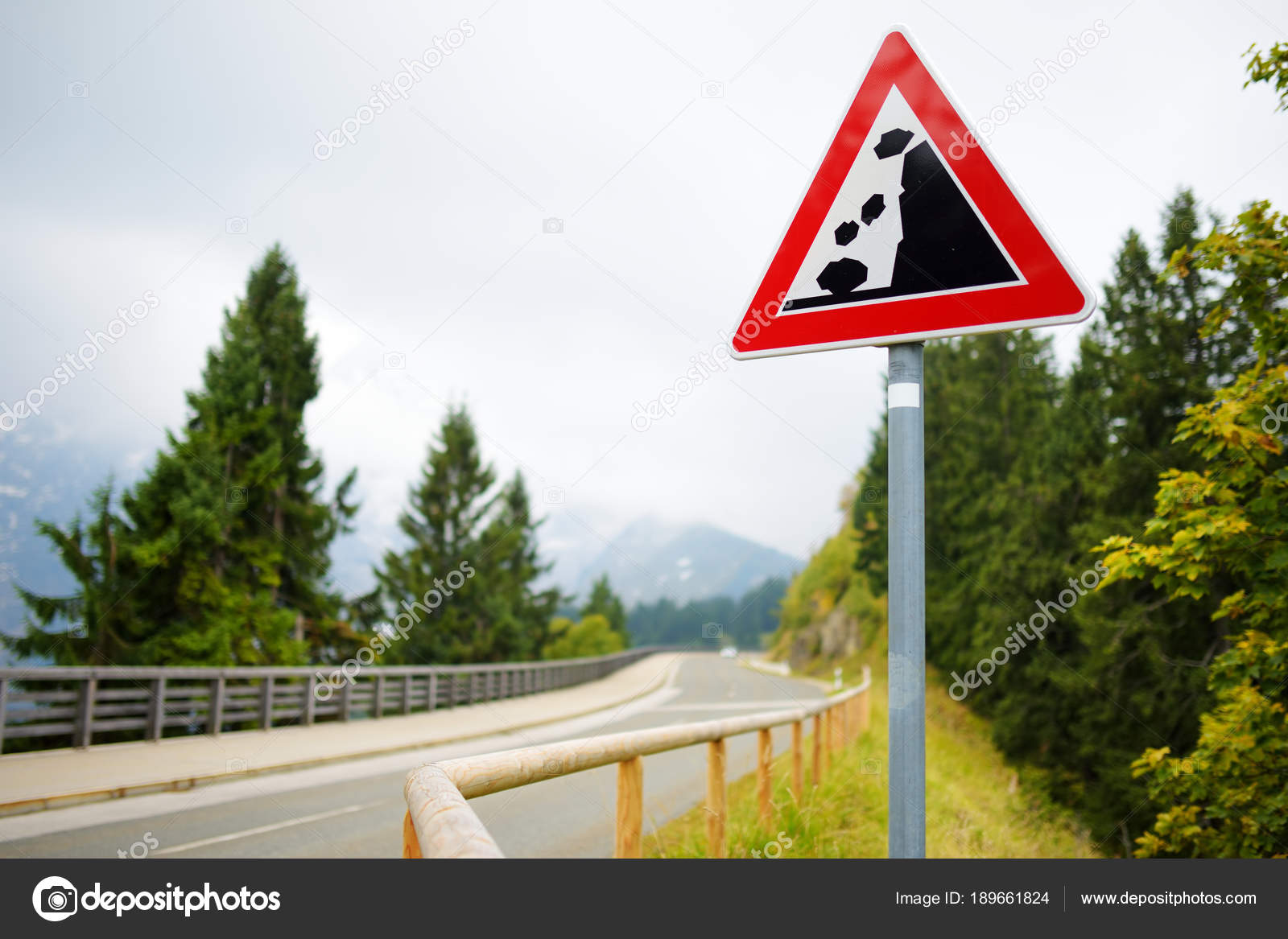 Falling Rocks Road Sign