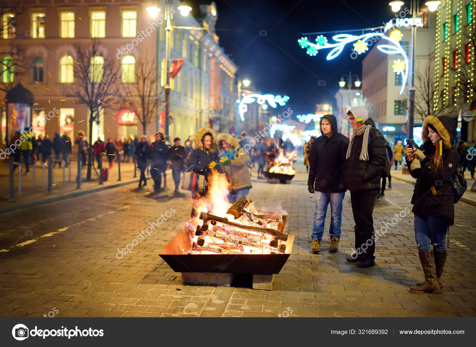 VILNIUS, LITHUANIA - FEBRUARY 16, 2018: Hundreds of people attending ...