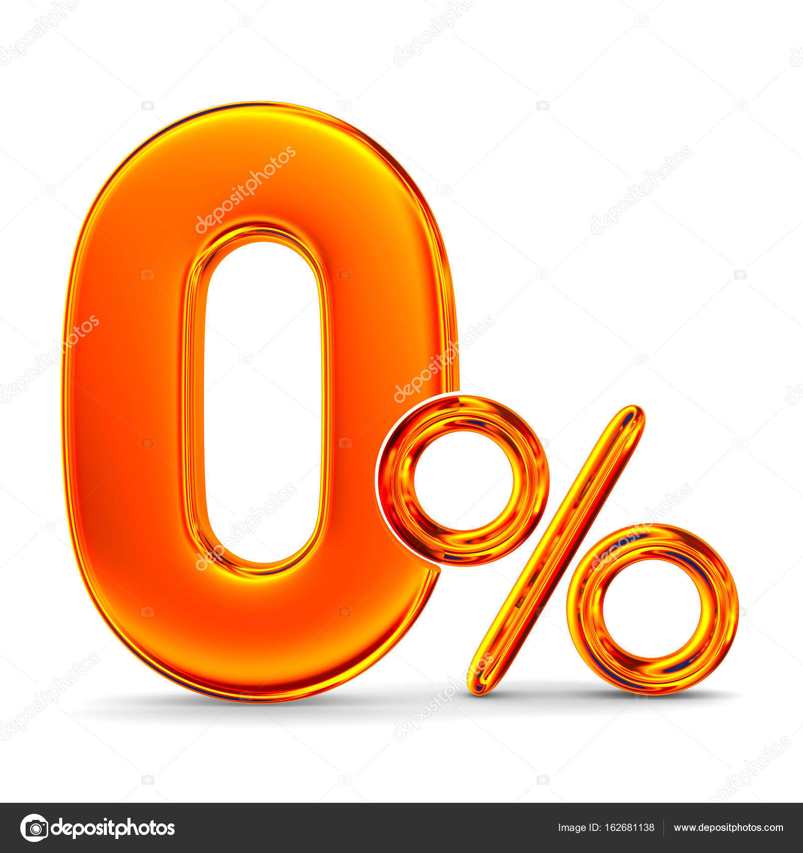 Zero percent on white background. Isolated 3D illustration — Stock ...