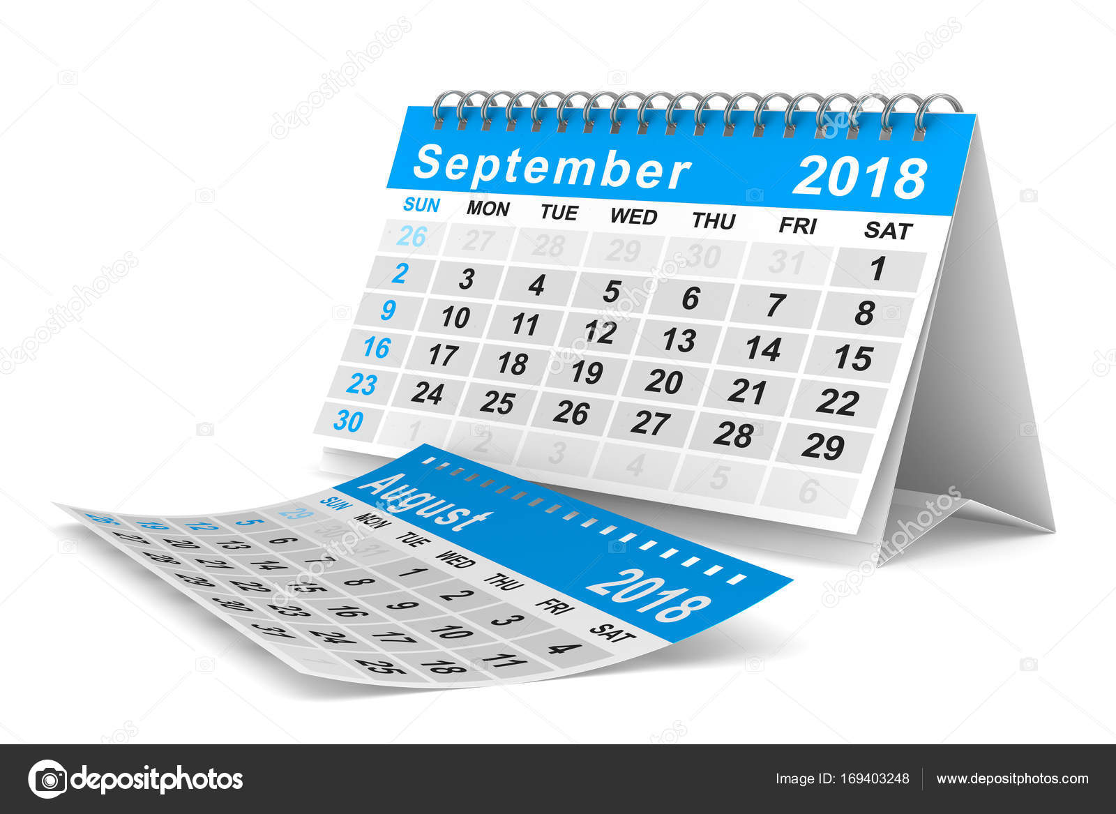 2018 year calendar. September. Isolated 3D illustration — Stock Photo ...