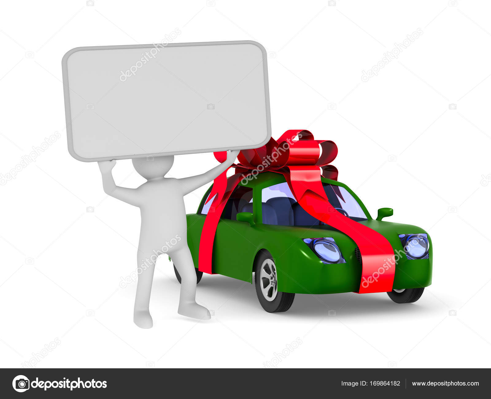 Car in gift packing on white background. Isolated 3D illustratio Stock ...