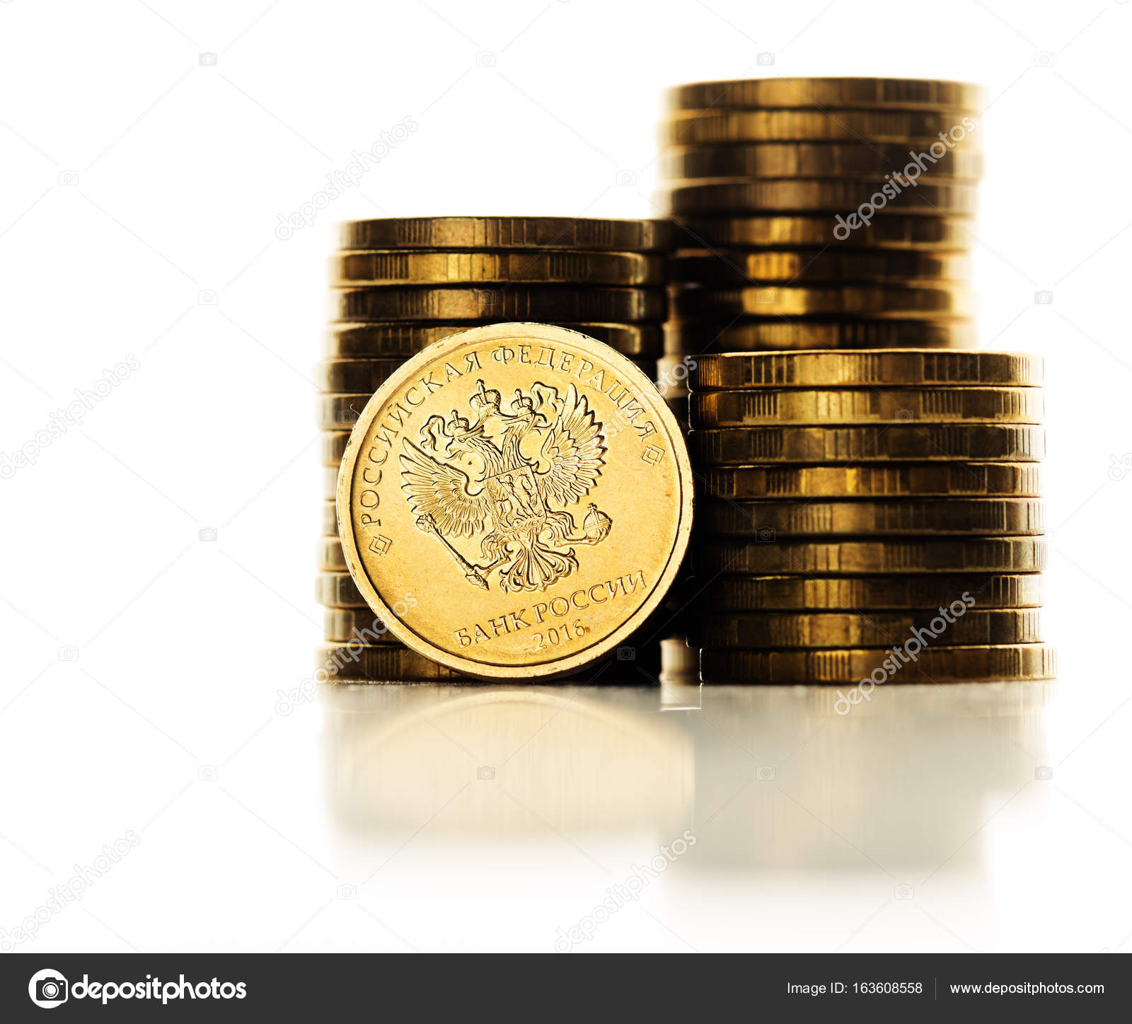 Stacks of Russian ruble coins ⬇ Stock Photo, Image by © valphoto #163608558