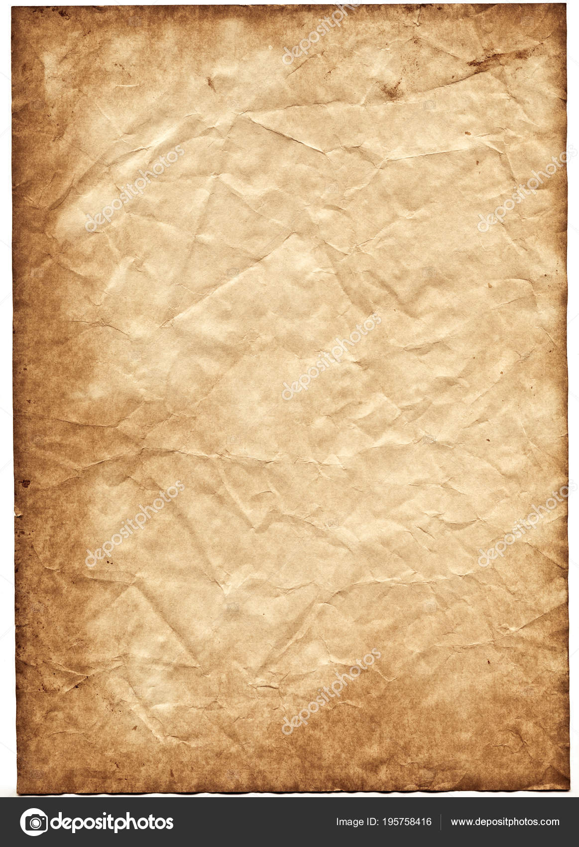 Old Dented Vintage Sheet Paper White Background — Stock Photo ...