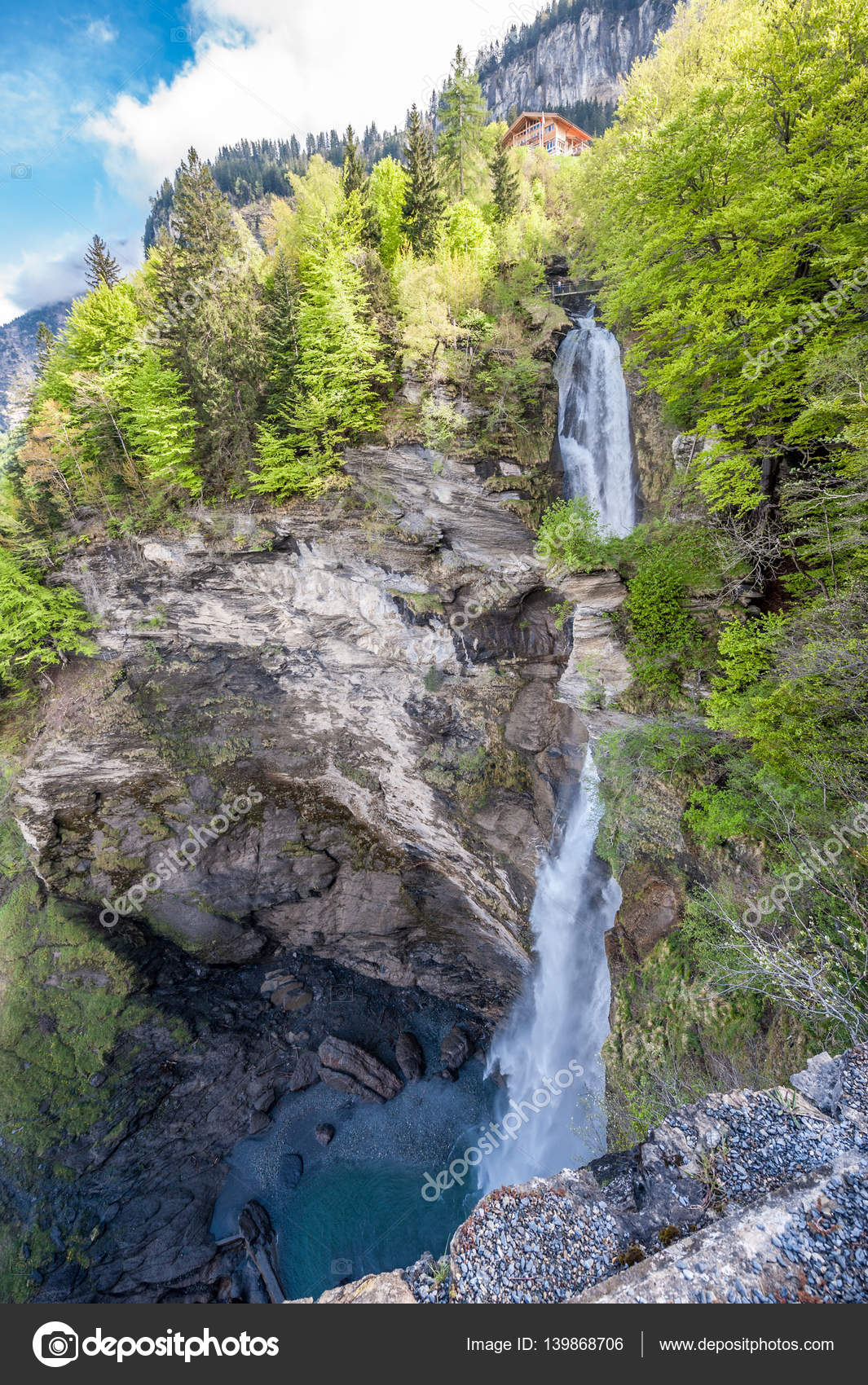Waterfall at Swiss Alps — Stock Photo © haveseen #139868706