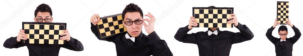 Funny chess player isolated on white — Stock Photo © Elnur_ #130235476