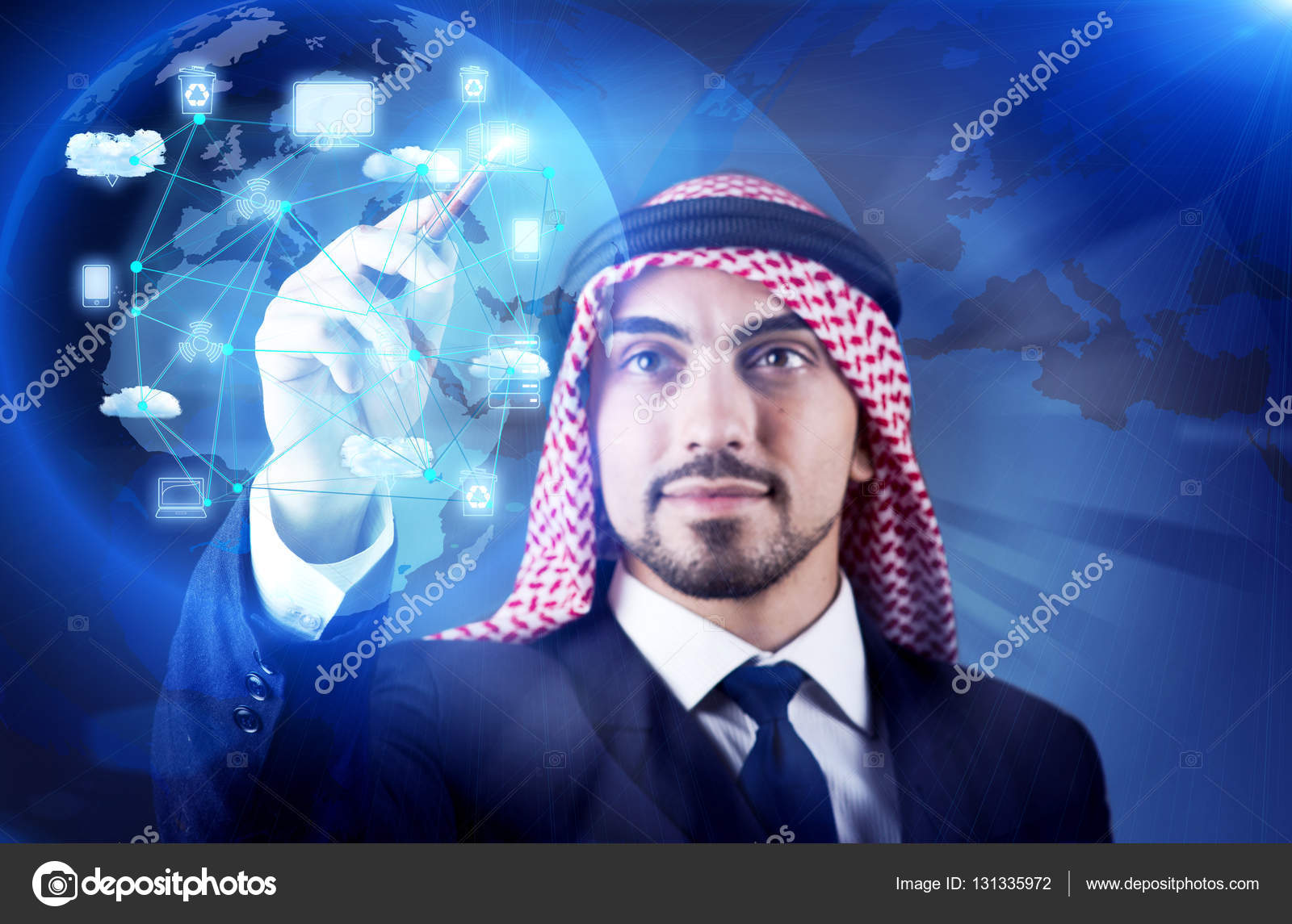 Arab man in cloud computing concept — Stock Photo © Elnur_ #131335972