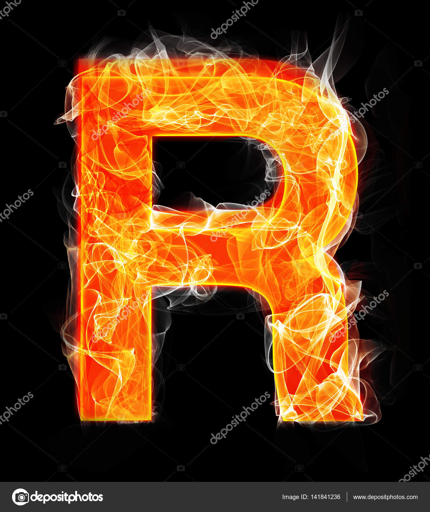 Burning letters as alphabet type R — Stock Photo © Elnur_ #141841236