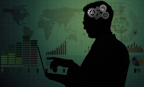 Artificial intelligence concept with man and laptop - Stock Image ...