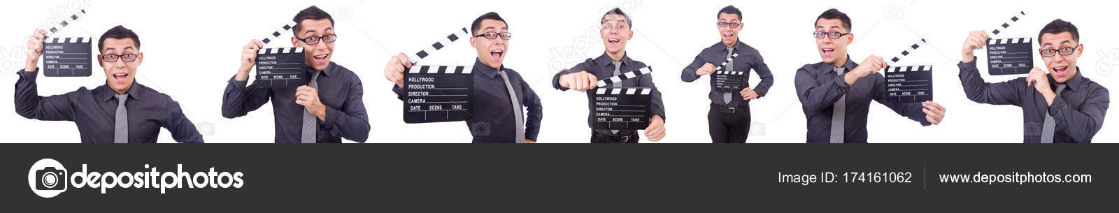 Funny man with movie clapper — Stock Photo © Elnur_ #174161062