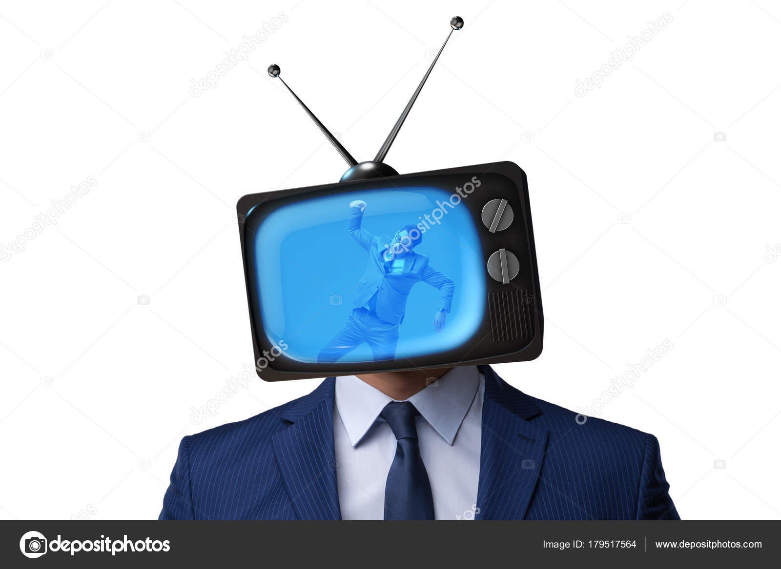 Man with television head in tv addiction concept — Stock Photo © Elnur ...