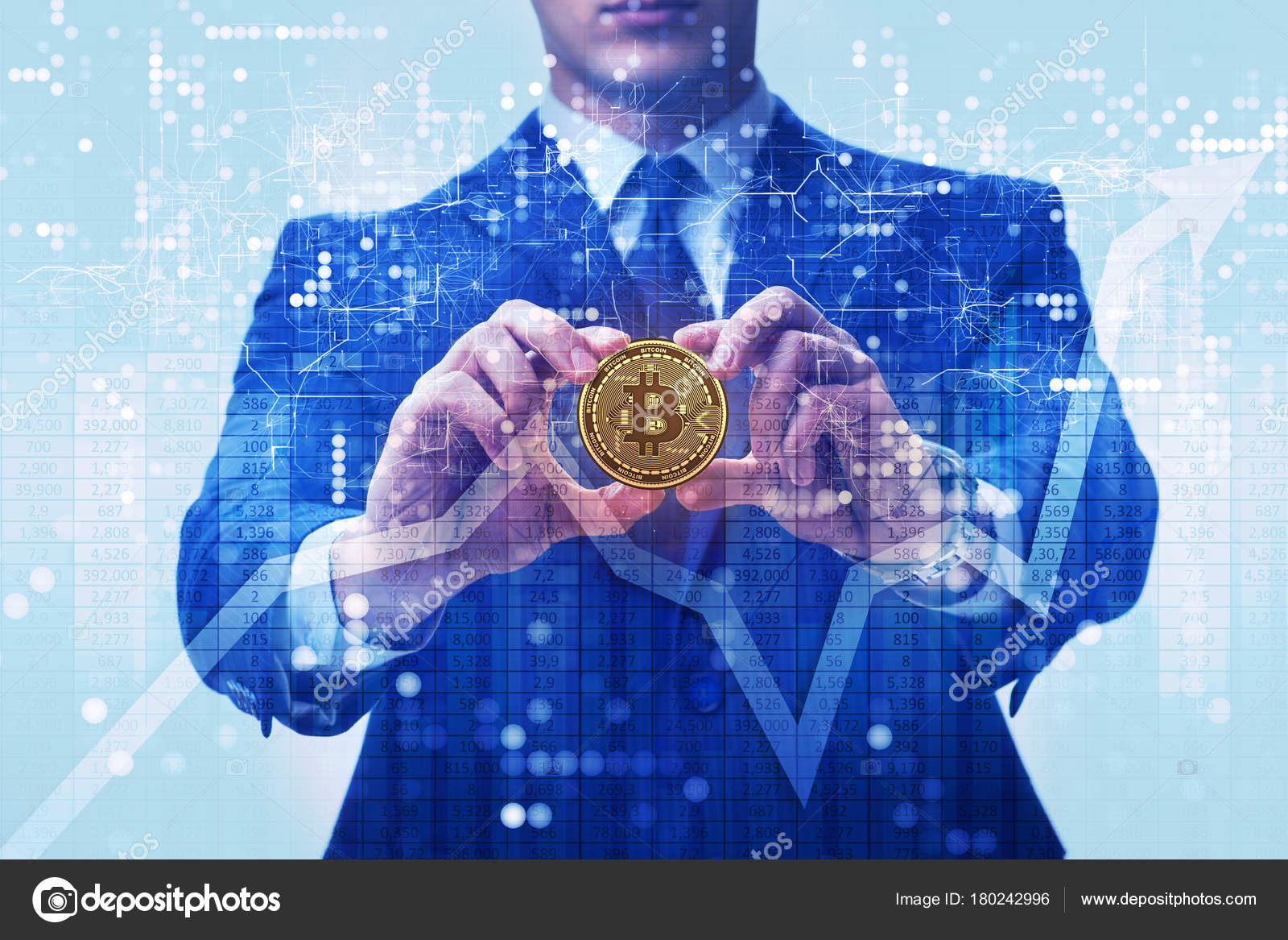 Businessman in bitcoin price increase concept — Stock Editorial Photo ... Businessman in bitcoin price increase concept — Stock Editorial Photo ...
