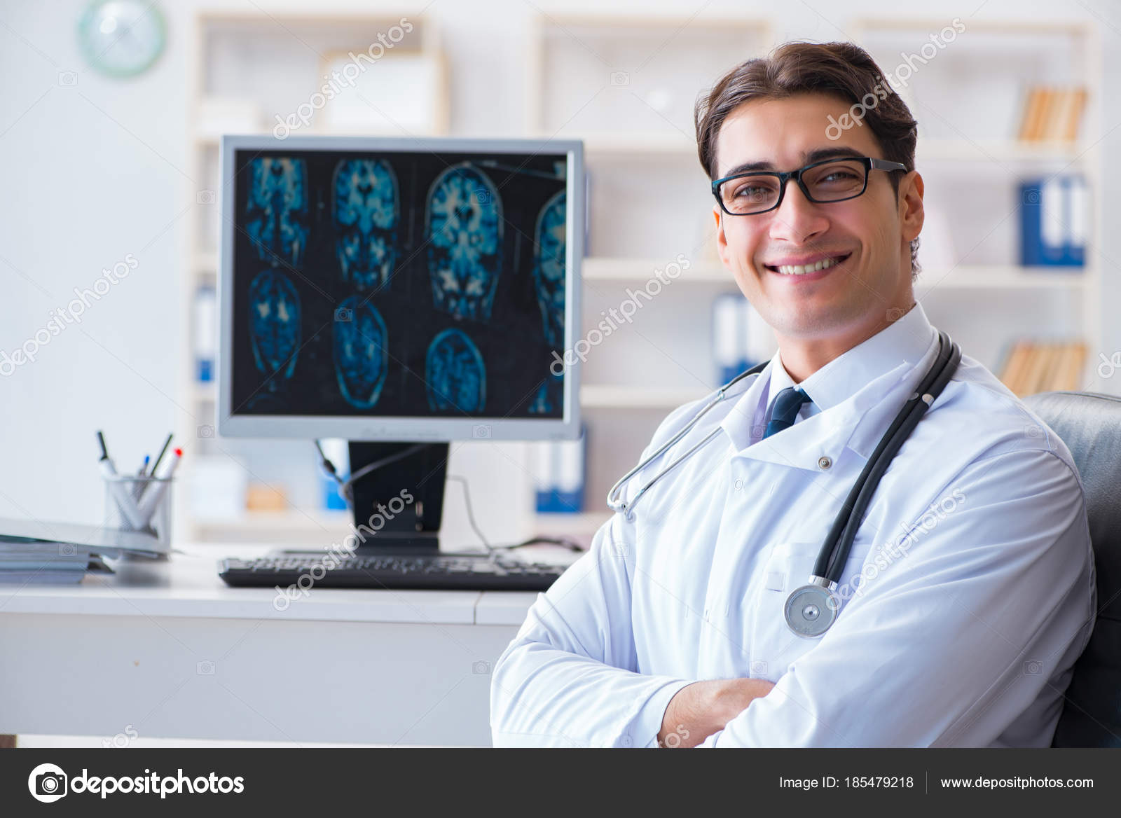 Doctor radiologist looking at x-ray images — Stock Photo © Elnur ...