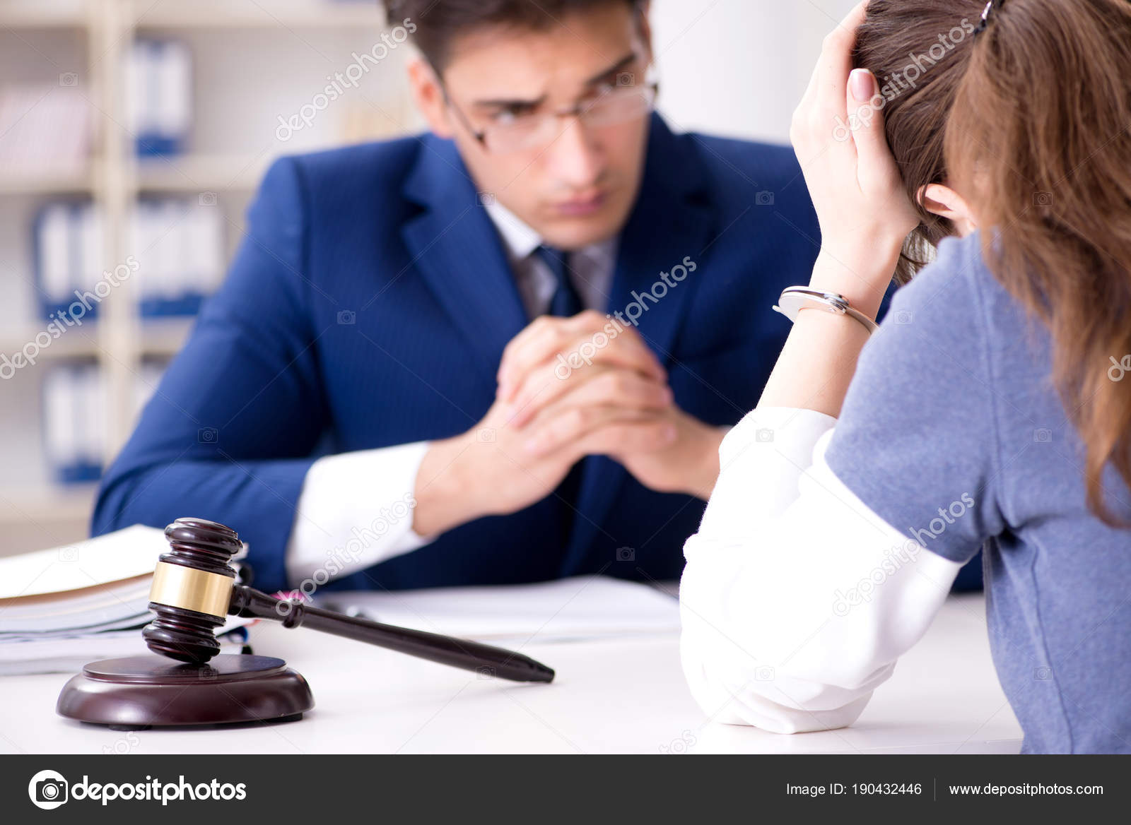 Lawyer talking to his client in office — Stock Photo © Elnur_ #190432446