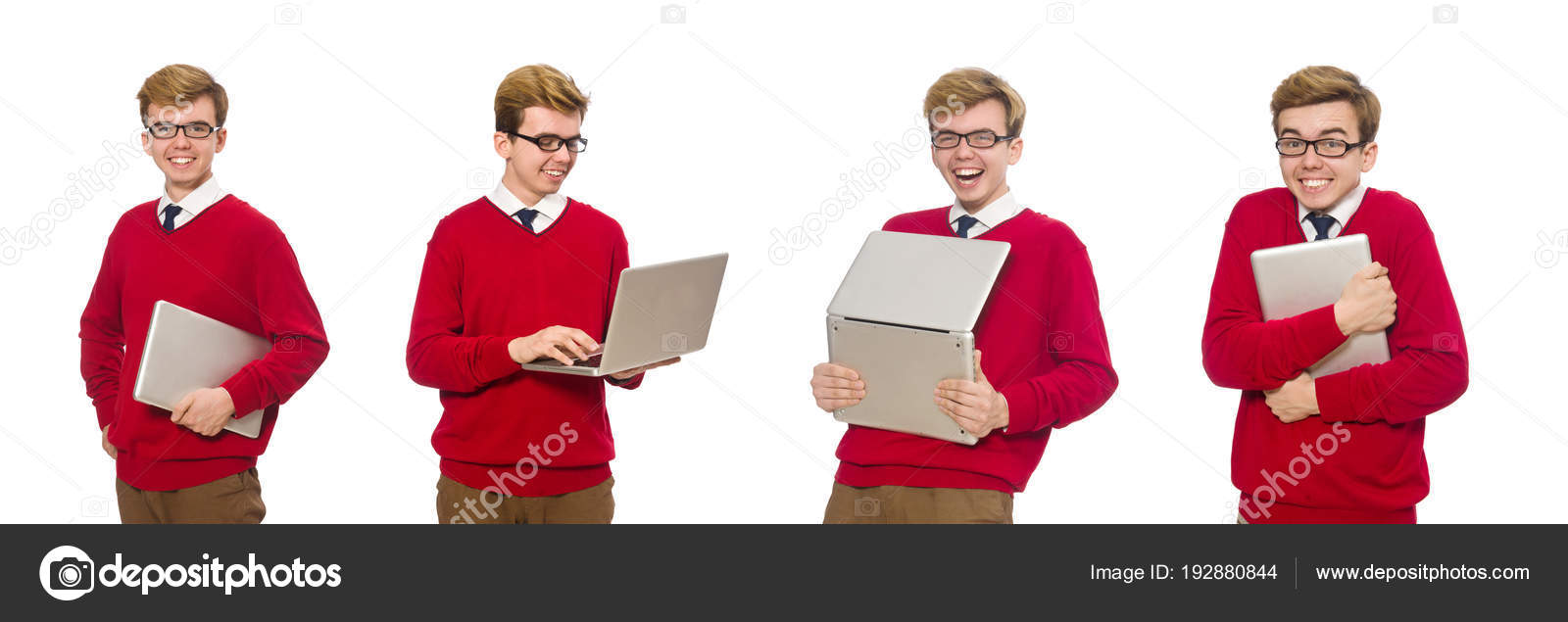 Student using laptop isolated on white — Stock Photo © Elnur_ #192880844