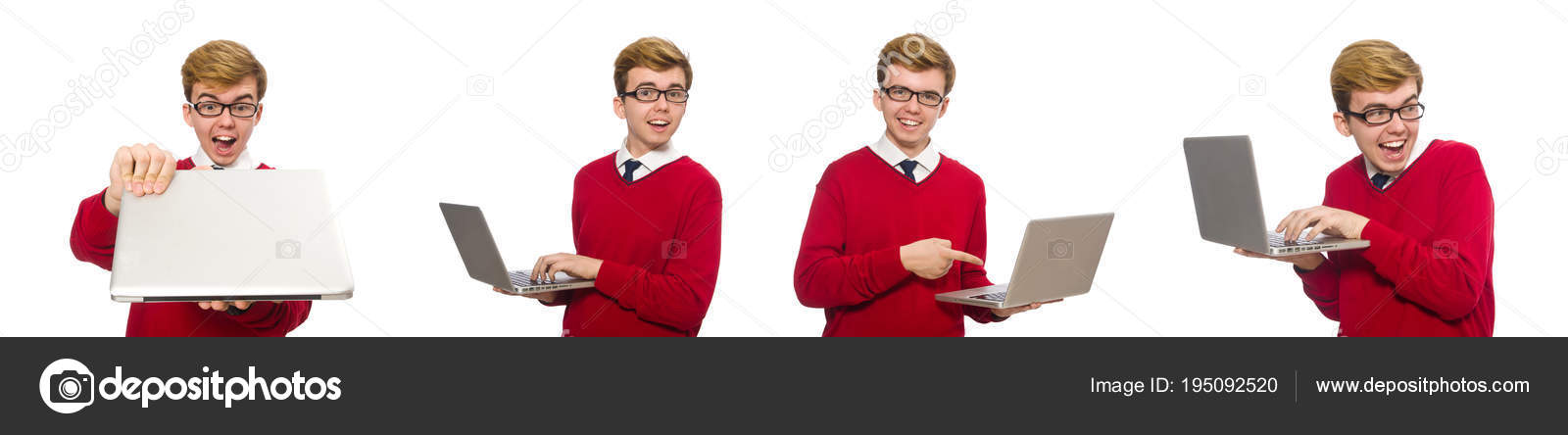 Student using laptop isolated on white — Stock Photo © Elnur_ #195092520