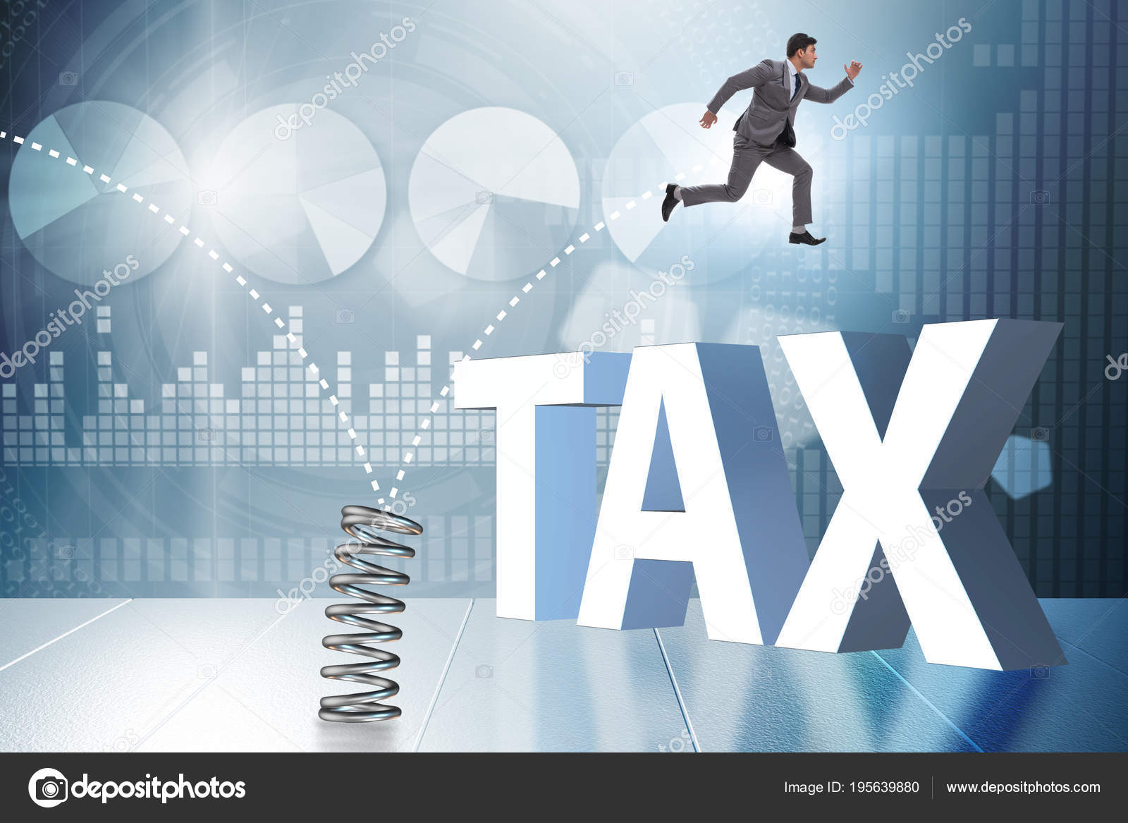 Businessman jumping from spring in business concept — Stock Photo ...