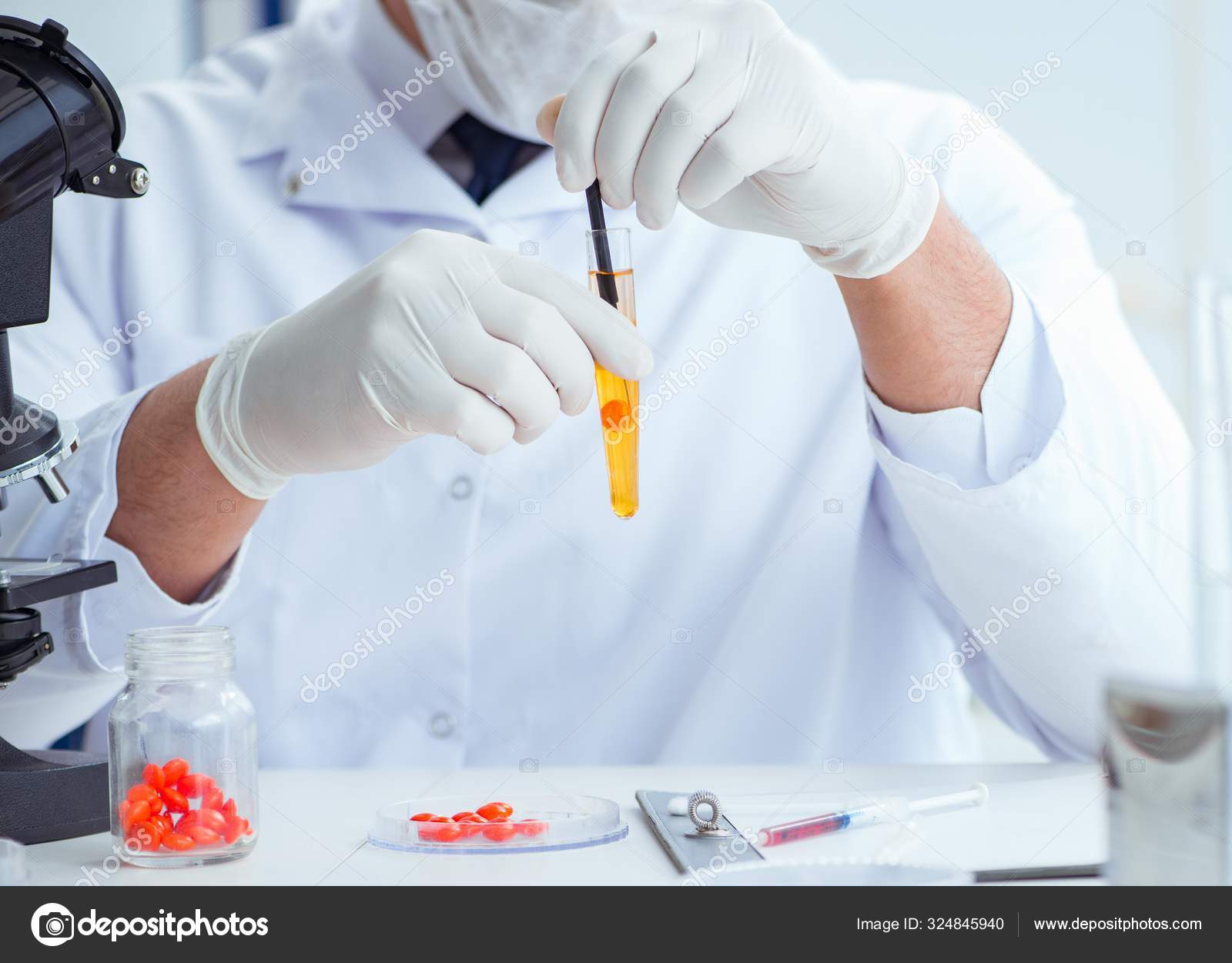 Doctor testing patients urine for medical purposes Stock Photo by ...