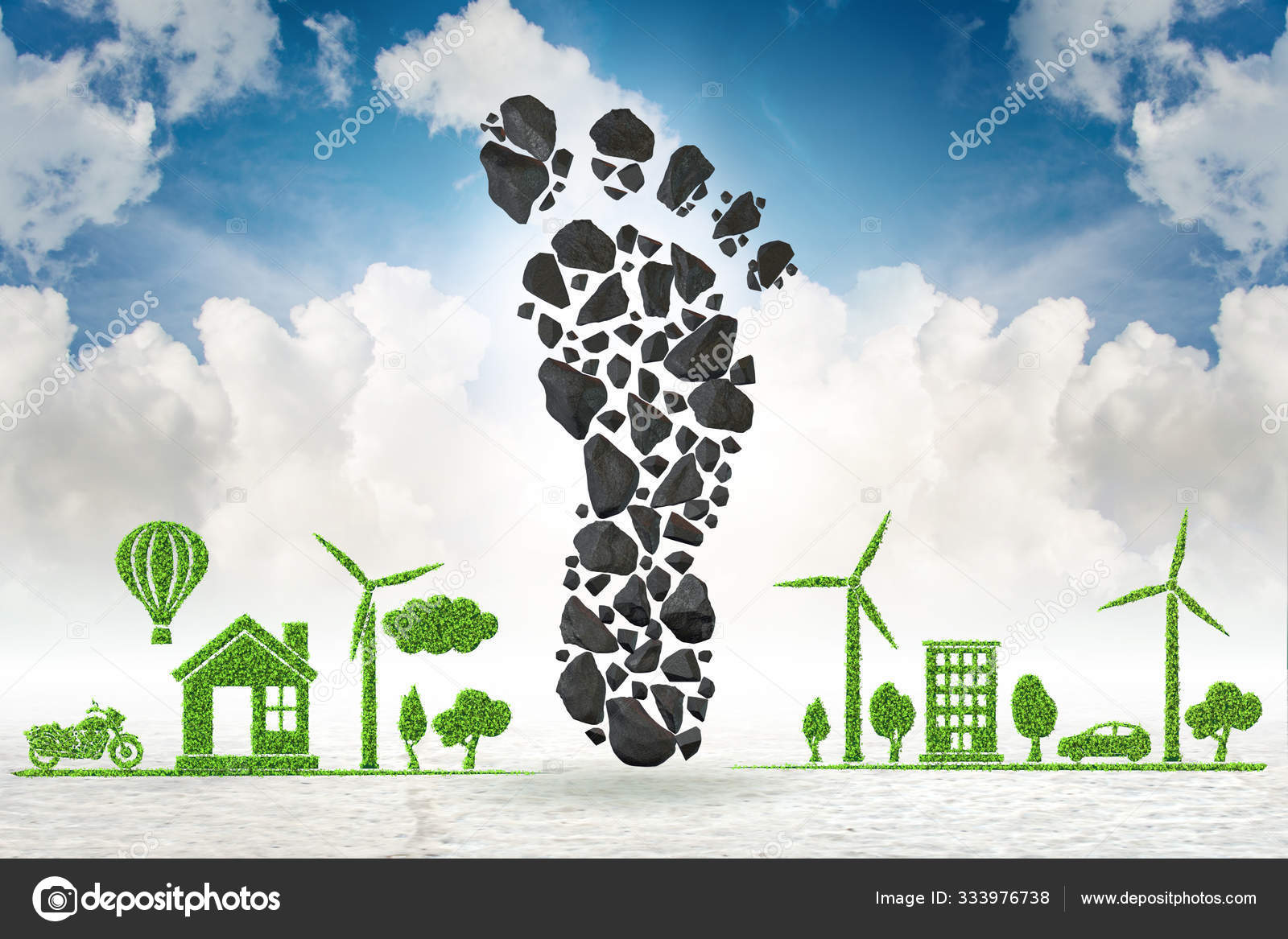 Concept d'empreinte carbone - rendu 3d image libre de droit par Elnur ...