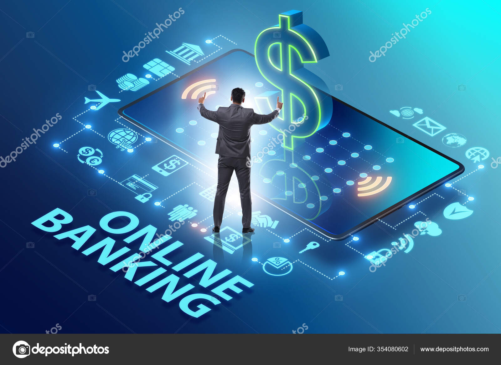 Online banking concept with businessman Stock Illustration by ©Elnur ...