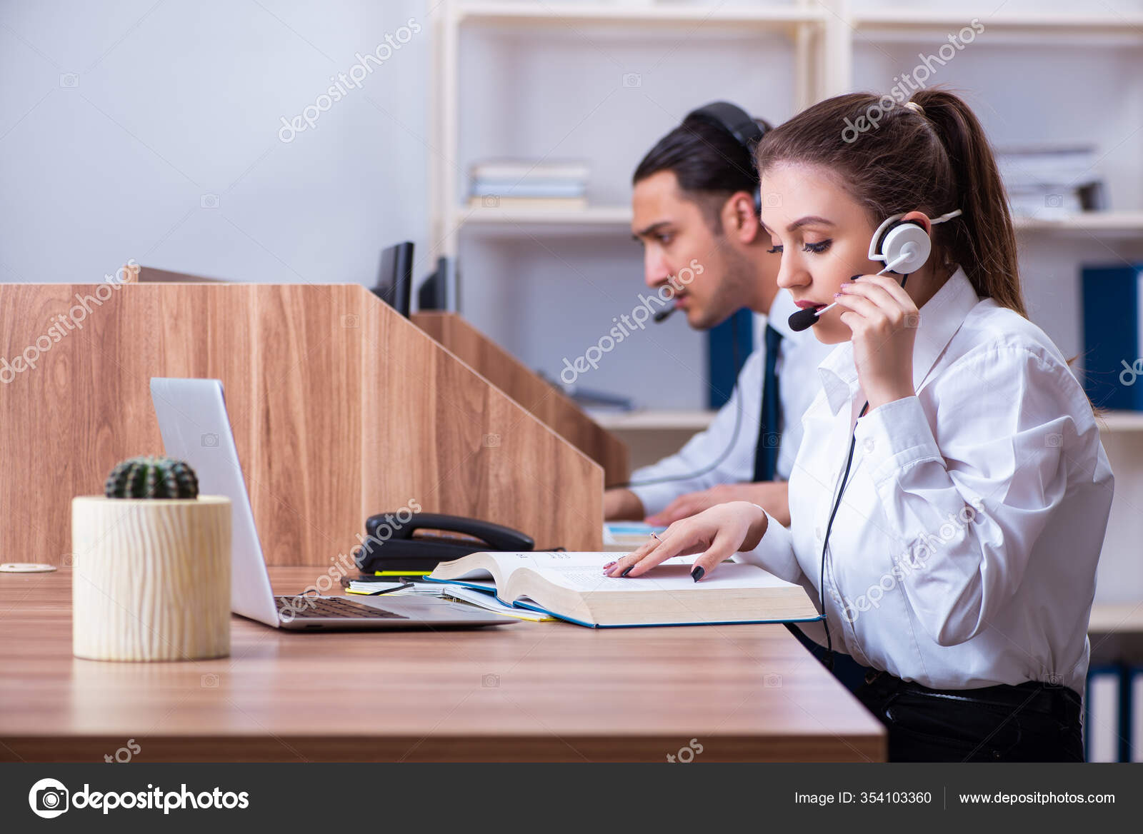 Call center operators working in the office — Stock Photo © Elnur ...