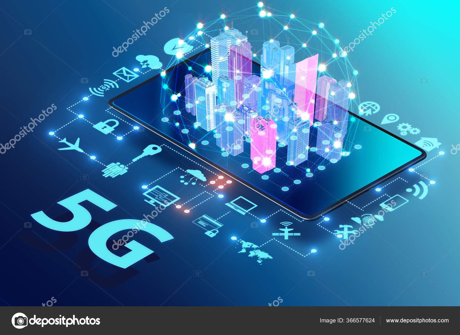 5G high internet speed - 3d rendering — Stock Photo © Elnur_ #366577624