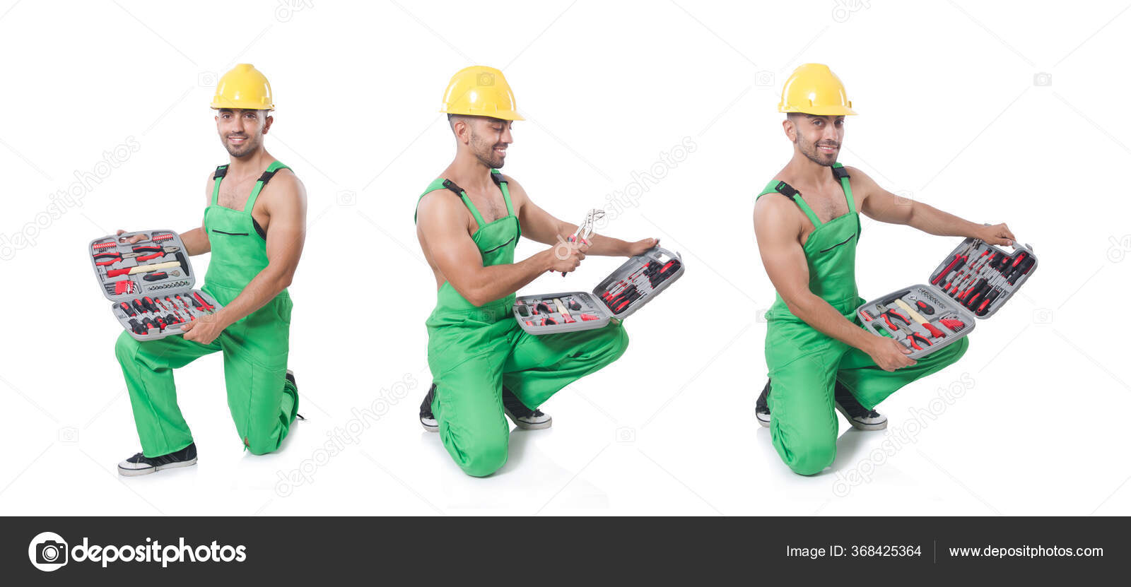Man with toolkit isolated on the white — Stock Photo © Elnur_ #368425364