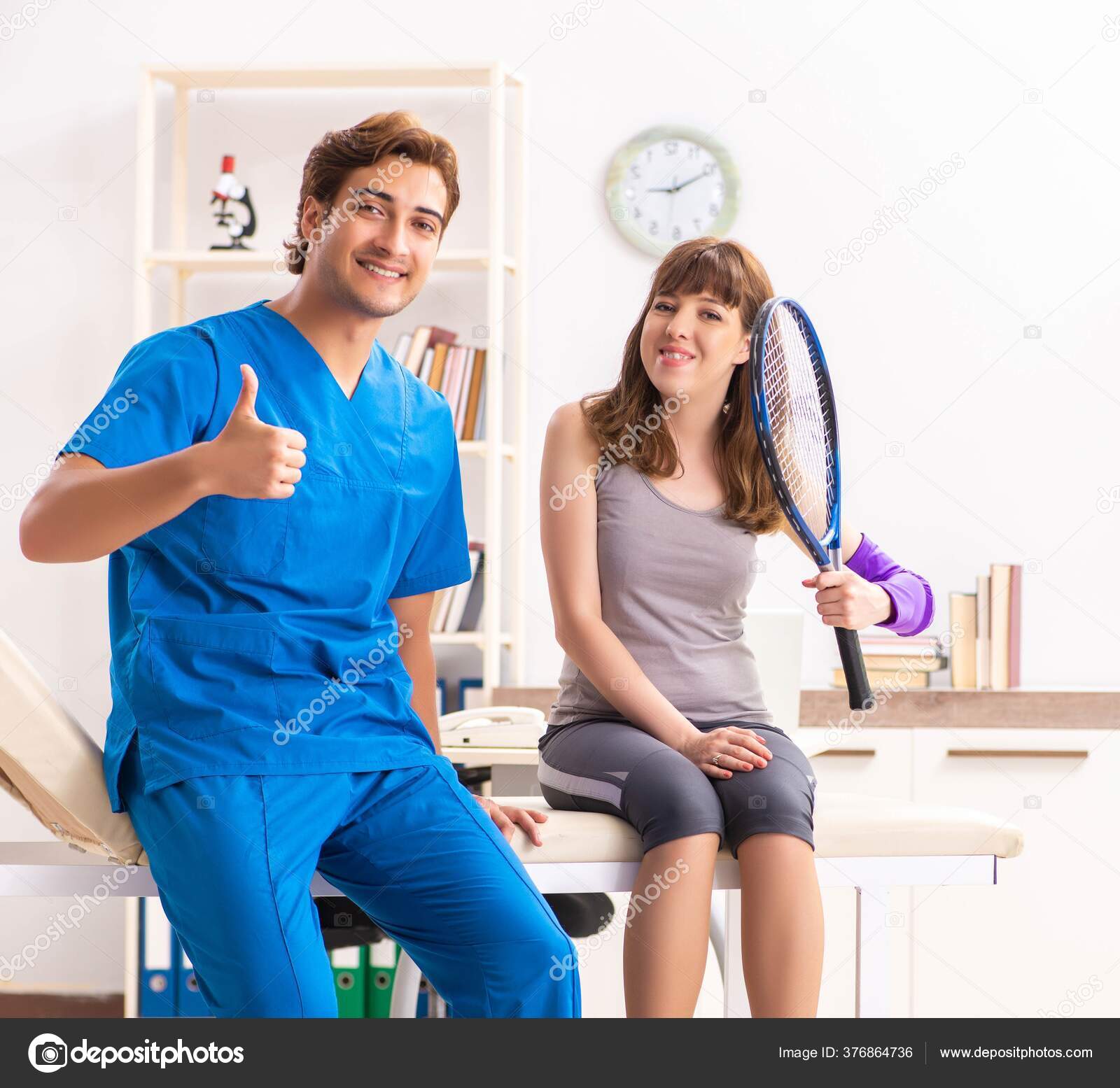 Young tennis player visiting doctor traumatologist Stock Photo by ...