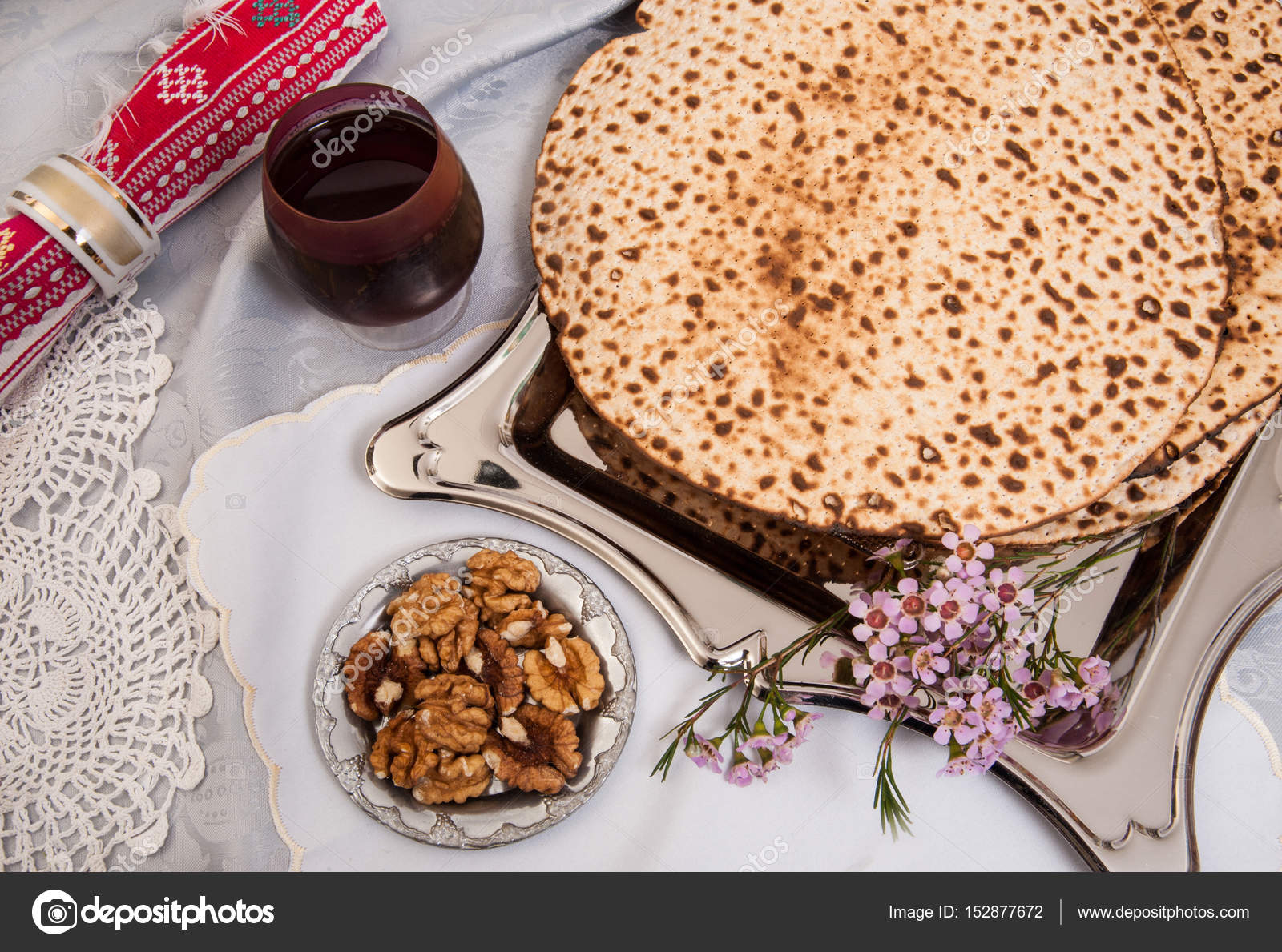Matza bread for passover celebration — Stock Photo © grafnata #152877672