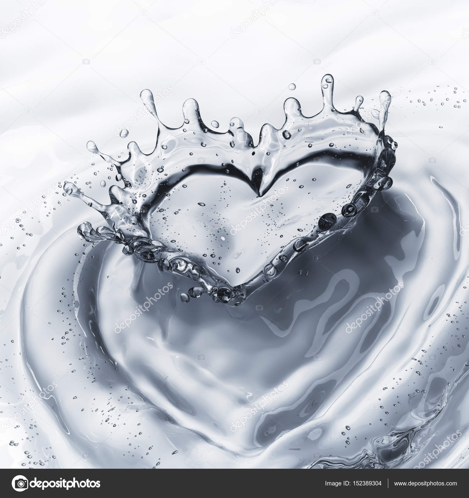 Heart from water splash with bubbles isolated on white Stock Photo by ...