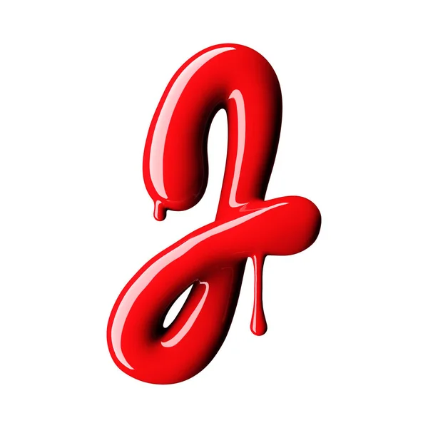 Leaky red alphabet isolated on white background. Handwritten cursive ...