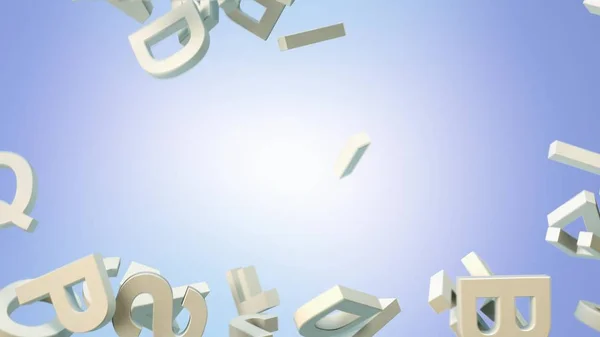 A lot of letters falling from the sky. Education and culture concept ...