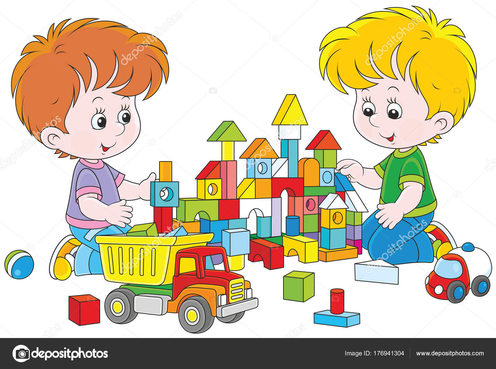 Baby Playing With Blocks Clipart