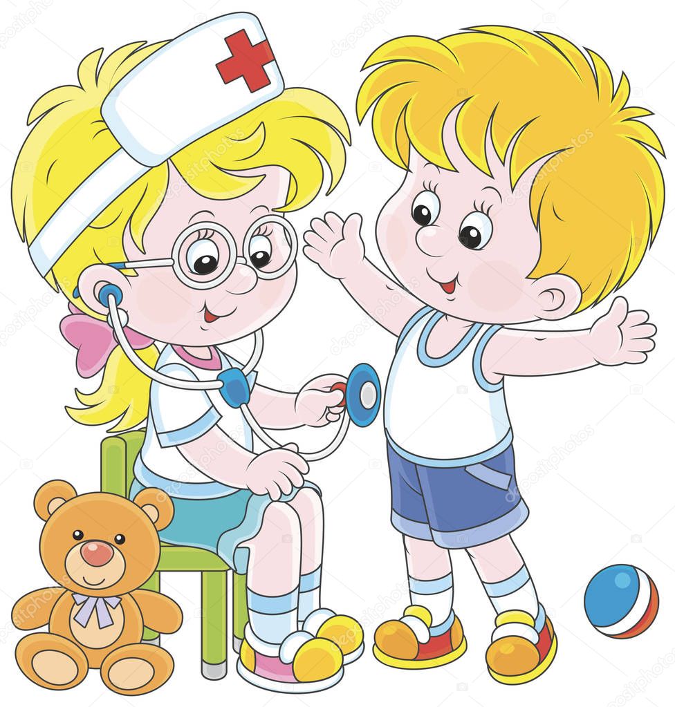 Clipart: little girl playing doctor | Little Kids Playing Doctor ...