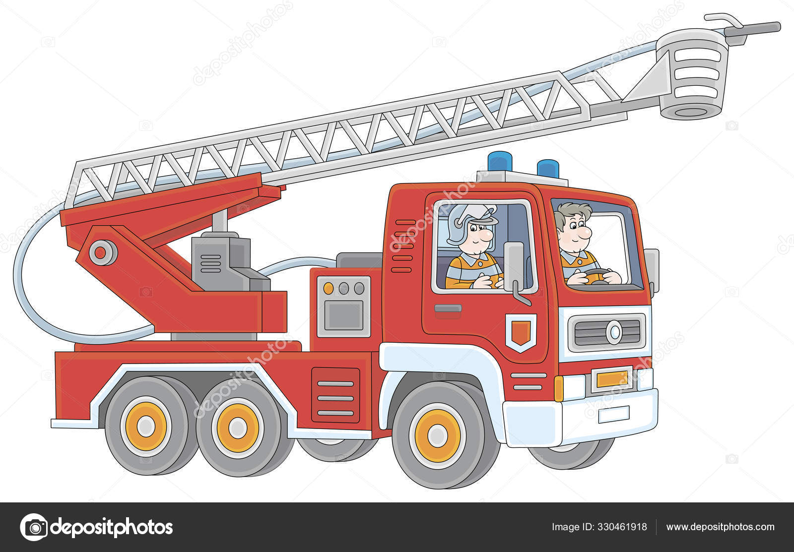 Fire Truck Cartoon Ladder