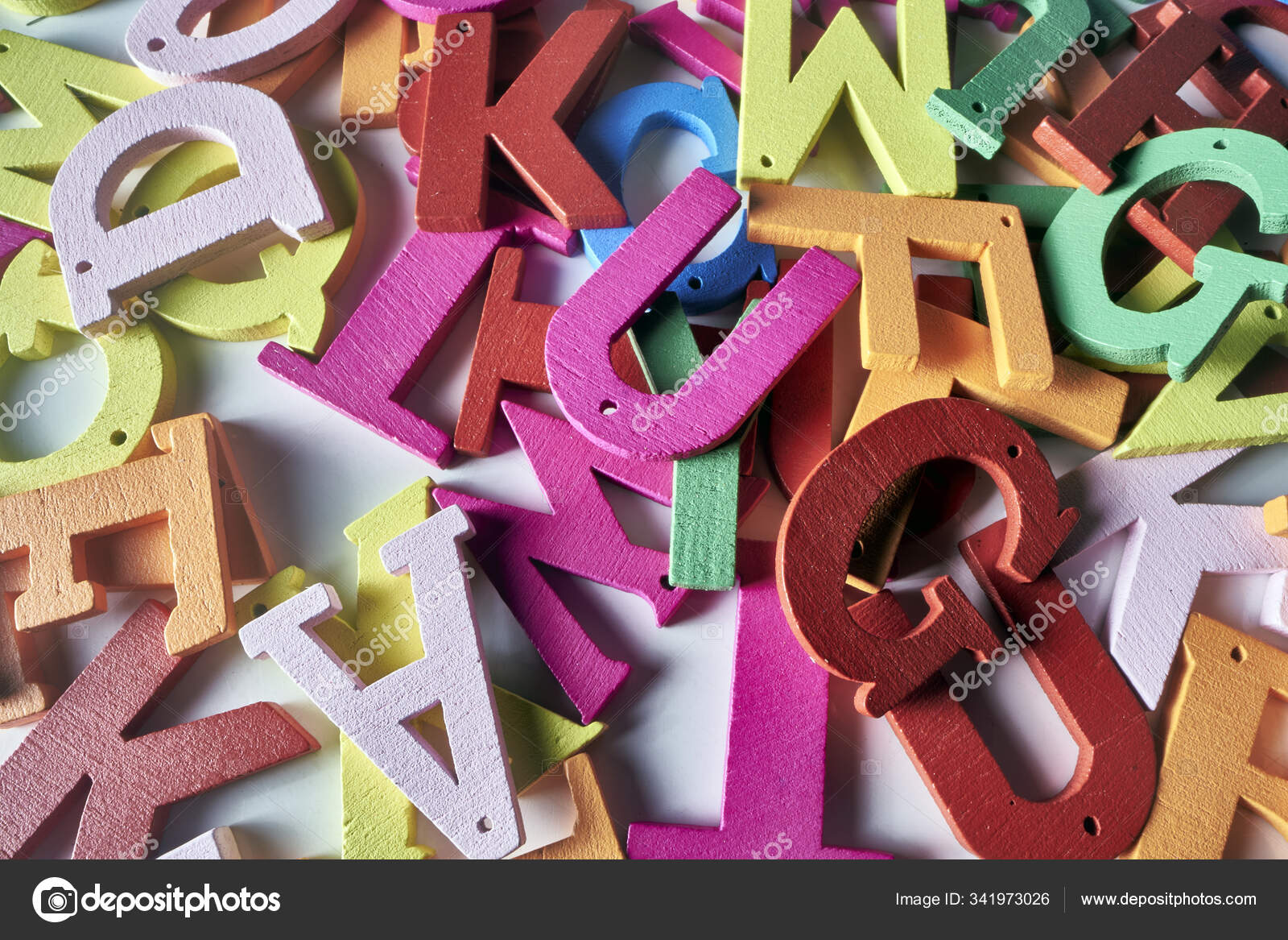 Multi Colored Letters English Alphabet Scattered Mess White Background ...