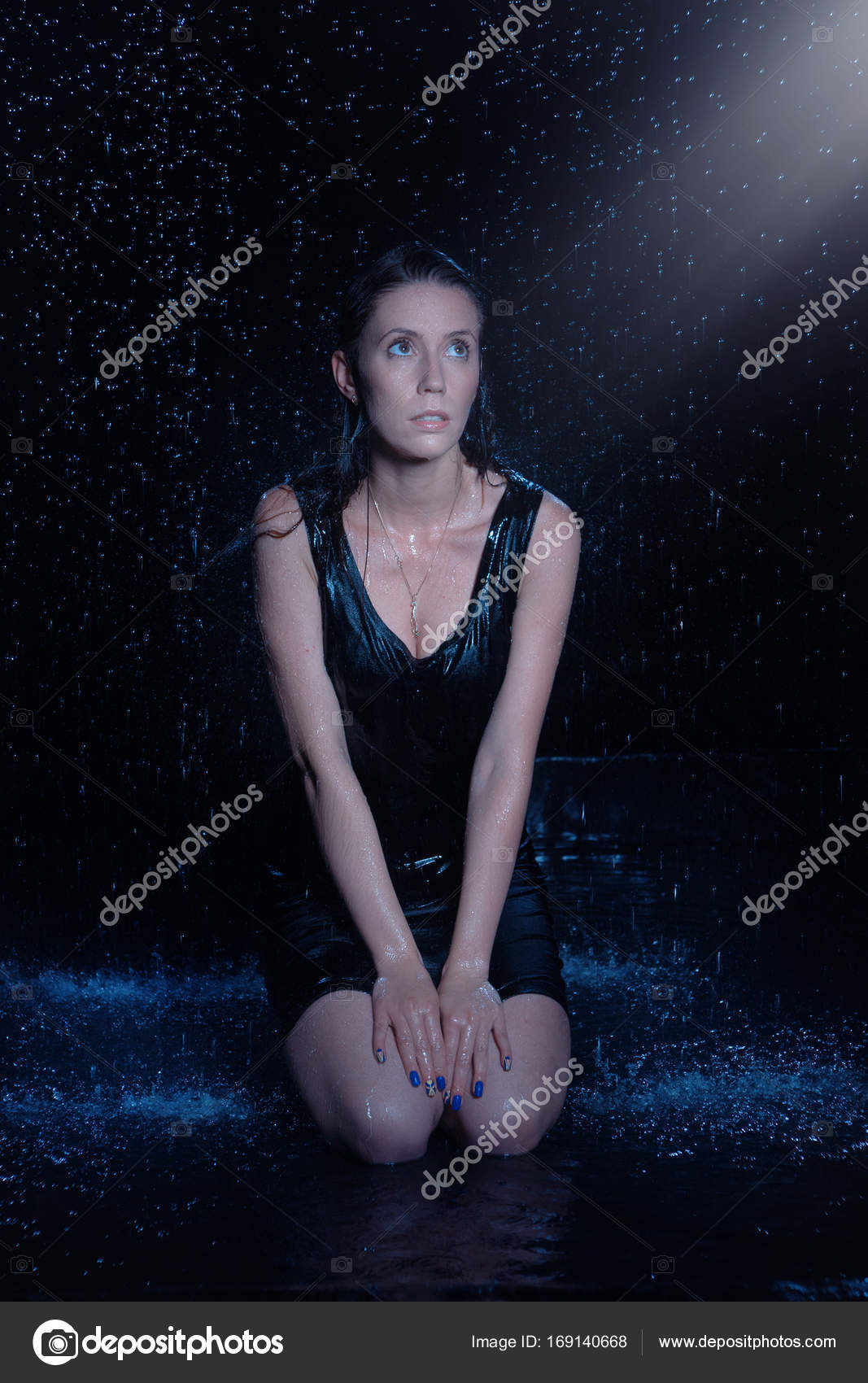 Sexy beautiful woman under rain — Stock Photo © Demian #169140668